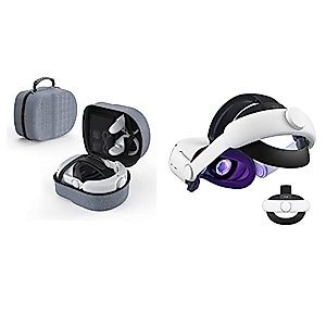 KIWI design Head Strap and Carrying Case Compatible with Quest 2