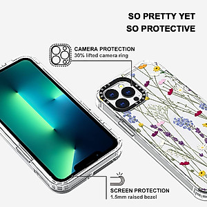 MOSNOVO Case for iPhone 13 Pro Max, [Buffertech 6.6ft Military-Grade Drop Protection] [Anti Peel Off Tech] Clear TPU Bumper Phone Case Cover Design - Floral Garden