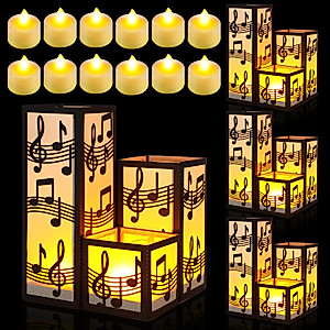 Rossesay 12 Pcs Music Centerpieces for Table 3 Size Music Note Paper Lantern Boxes Table Ideas Decorations for Music Room Music Themed Party Decorations Wedding Birthday Table Decorations