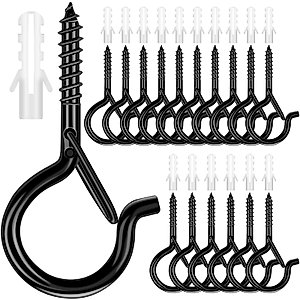 Q Hanger Hanging Hooks for Out Door String Lights, 16pcs Screw Hooks for Plants, Heavy Duty Ceiling Hooks with Safety Buckle for Christmas Lights & Patio Lights, Fairy Lights Wind Chimes Decoration