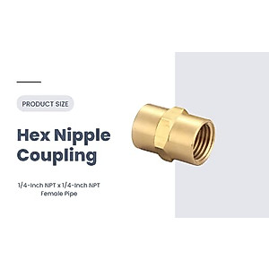 T TANYA HARDWARE Pipe Fitting and Air Hose Fitings, Hex Nipple Coupling Set - 1/4-Inch NPT x 1/4-Inch NPT,Solid Brass, Female Pipe- 10 Piece