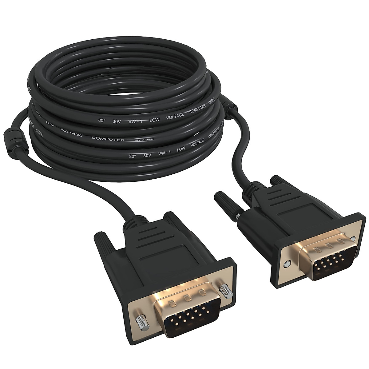 Tupavco TP119 - VGA Cable 50ft - Computer/Monitor/Projector/PC/TV Cord 15 PIN, 50 Feet Long Video Cord
