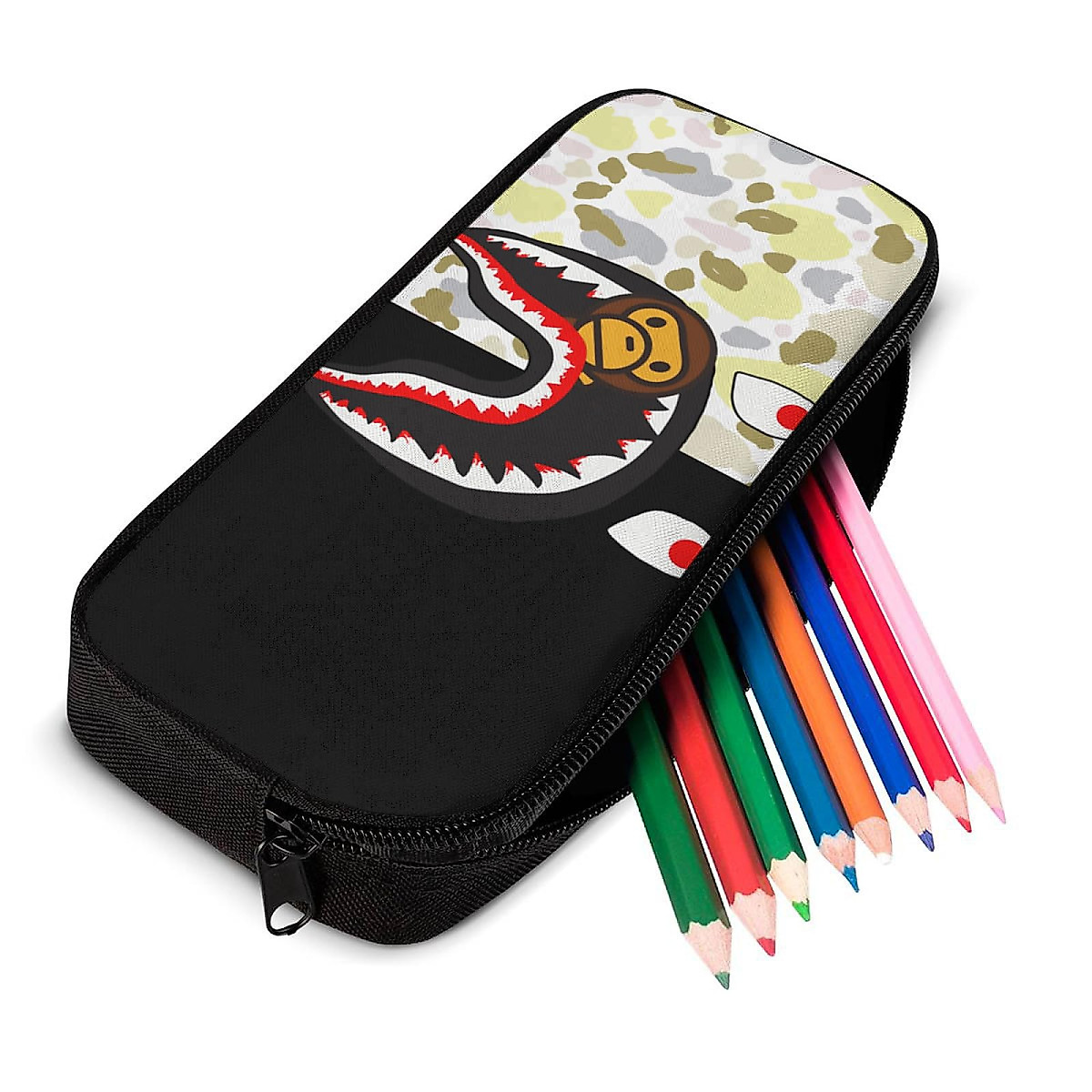 3 PCS Shark Adjustable Shoulder Straps Backpack Cartoon Lunch Bag Camo Large Capacity Stationery Bag Suitable for Climbing Travel