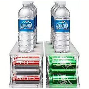 Soda Can Organizer for Refrigerator - Drink Organizer for Fridge - Beverage Dispenser for Fridge - Stackable Soda Can Organizer for Pantry -2 Pack Small and Large
