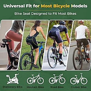 TONBUX Memory Foam Bike Seat Cushion for Men & Women - Waterproof Bicycle Saddle with Comfortable Faux Leather Cover, Universal Fit for Road, Hybrid, Commuter Bikes