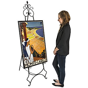 Displays2go Floor Easel, Holds 2 Frames, 65 Inch, Folding/Adjustable Design (EASSCRL65B)