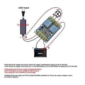 DC 12V 10A Automatic Power Switching Module, Backup Battery Switching Module, Emergency Power Supply Charging Controller
