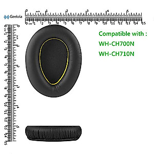 Geekria QuickFit Replacement Ear Pads for Sony WH-CH700N, WH-CH710N WH-CH720N Headphones Ear Cushions, Headset Earpads, Ear Cups Repair Parts (Black)