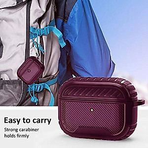 RUOXI for AirPods Pro 2019 Case Silicon Cover with Keychain, Wireless Charging Cover Full Body Protective, Front LED Visible (Burgundy)