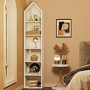 YITAHOME 73" Tall Narrow Bookshelf, Modern Open 5 Tier Bookcase, Wooden Shelf Stand for Small Spaces, Display Shelving Storage Rack for Bedroom, Living Room, Home Office, White