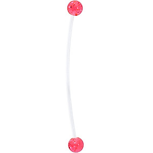 Body Candy Pregnancy Belly Button Ring Clear and Pink Acrylic Glitter Pack