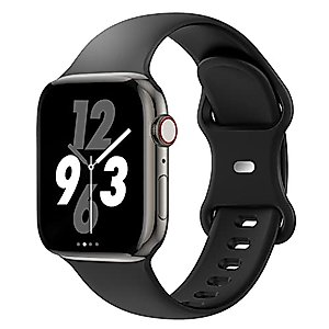 Acrbiutu Bands Compatible with Apple Watch 38mm 40mm 41mm 42mm 44mm 45mm 49mm, Replacement Soft Silicone Sport Strap Wristbands for iWatch Series Ultra 8/7/6/5/4/3/2/1 SE Women Men, Black