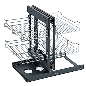 Pull Out Blind Corner Cabinet w/ 4 Chrome Baskets Shelf Blind Corner Organizer for installation on left or right blind corner cabinet with a 15.7-inch opening