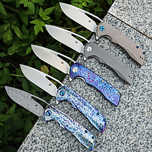 KANSEPT Kryo Pocket Knife 8.08in Folding Knives with 3.58in Satin CPM S35VN Drop Point Blade and Timascus Handle for Outdoor, Tactical, Hinking EDC K1001M2