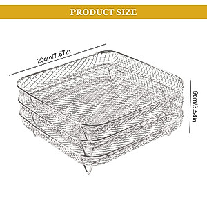 Air Fryer Rack for Instant Vortex: 3 Pack 8Inch Three Stackable Racks Square Air Fryer Rack Stainless Steel Air Fryer Basket Dehydrator Rack for Cosori,Instant Vortex,Nuwave,Ninja Air Fryer