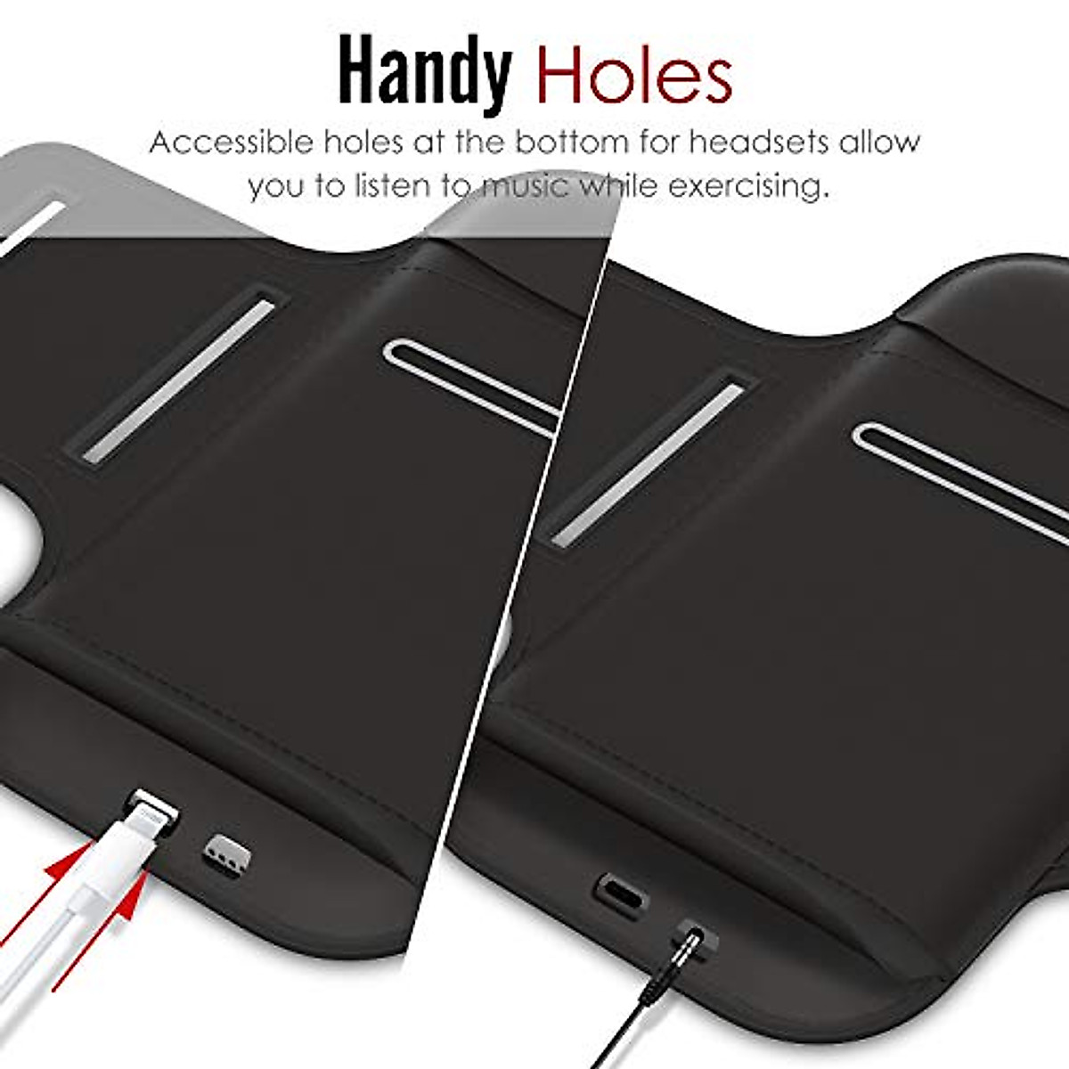 MoKo Phone Armband, Water Resistant Running Cell Phone Armband with Key Holder Adjustable Band Compitable with iPhone 11 Pro, X, Xs, 8, 7, 6, 6s, 5s, 5c, SE, 5, 4S,4 for Walking Fitness, Black