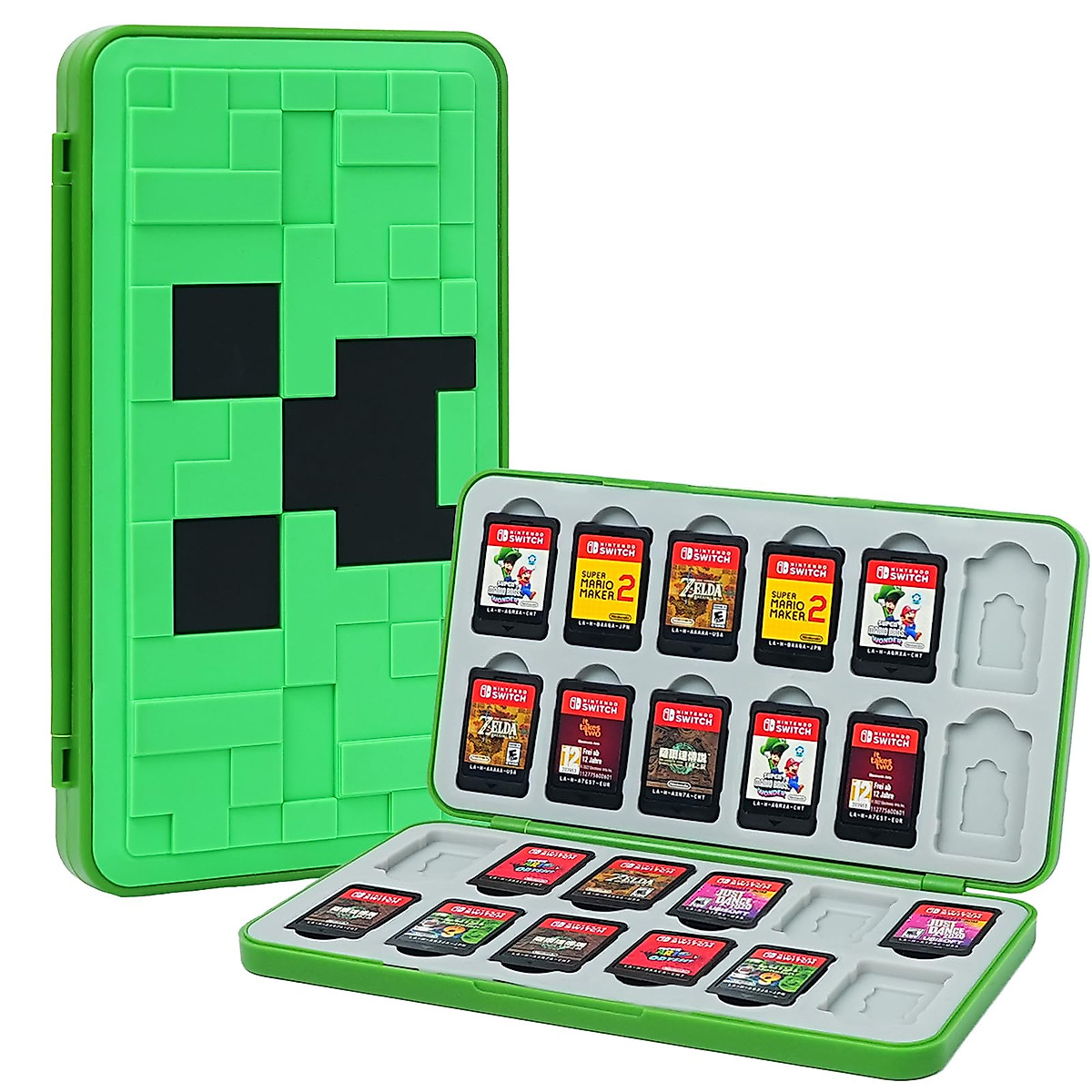 TIKOdirect Game Card Case for Nintendo Switch/SD Cards, Storage 24 Switch Game Cards Portable Holder Pretty Cute Hard Shell with Magenic Closure, Green