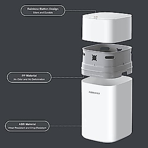 funest Bathroom Trash Can with Lids, 2.6 Gallon Small Plastic Garbage Cans with Press Pop-up Top Lid, Slim/Narrow Office Rubbish Can, Dog/Cat-Proof Trash Bin, Waterproof Wastebasket, White