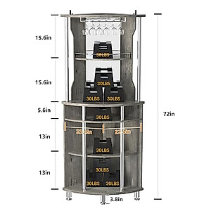 QNICE 71" LED Lights Industrial Bar (Dark Rustic Oak-1)