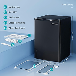 EUHOMY 4.4 Cu.Ft Mini Fridge with Freezer, Single Door Compact Refrigerator, Adjustable Thermostat, Mini Refrigerator Energy Saving, Mini fridge for Bedroom, Dorm, Office, Black