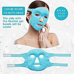 Cold Face Eye Mask Ice Pack Reduce Face Puff,Dark Circles,Gel Beads Hot Heat Cold Compress Pack,Face SPA for Woman Sleeping, Pressure, Headaches, Skin Care[Blue]
