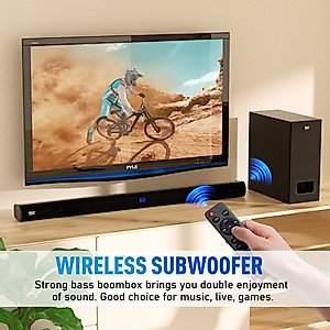 PyleUsa 2.1 Channel TV Soundbar Speaker - Wireless Bluetooth 500W 35 ...