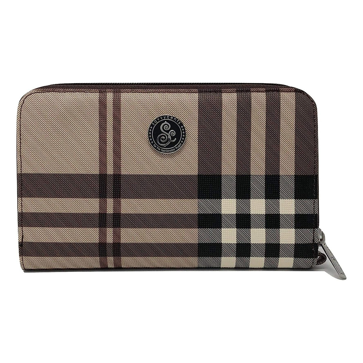 Savvycents Cash Budgeting Wallet (Brown plaid), Zip Around, Accordion File System, Wristlet Strap, Women's Wallet
