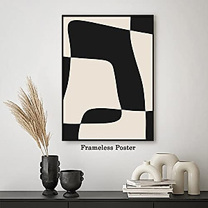 Black and Beige Canvas Wall Art Abstract Neutral Poster Beige Boho Wall Art Abstract Black Painting for Bedroom Decor Abstract Geometric Print Black and Beige Minimalist Wall Art 16x24inch No Frame