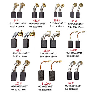 UFelice 20Pcs Electric Motor Carbon Brush 10 Different Sizes Brushes Replacement Part for Power Tools