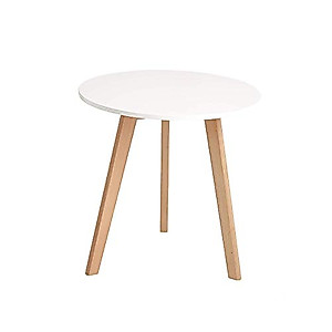 CangLong Modern Round End Side Kitchen Living Leisure Pedestal Wooden Coffee White Dining Room Home Furniture Table for Use in Bedroom