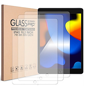 KIQ 3 Pack Tempered Glass for iPad 10.2 Screen Protector iPad 9th Generation Screen Protector Compatible 9th 8th 7th Generation (10.2 Inch ipad Screen Protector 9/8/7 gen 2021 2020 2019)