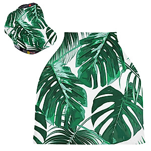 YYZZH Palm Leaf Tropical Jungle Monstera Leaves Floral Pattern Print Stretchy Baby Car Seat Cover Infant Canopy Nursing Covers Breastfeeding Cover Breathable Windproof Winter Scarf for Boys Girls