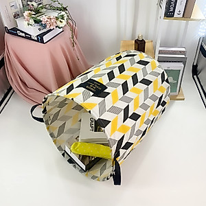 SineGux 19.7 Inches Large Laundry Basket Clothes Hamper Foldable Canvas Fabric Storage Basket Waterproof Collapsible Storage Bin with Handles for Bedroom Nursery Toys Organizer (Geometric Yellow)