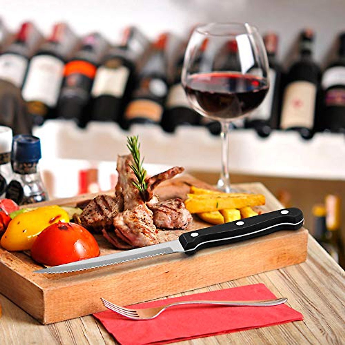 LIANYU Steak Knives Set of 8, Stainless Steel Serrated Steak Knife, kitchen Camping Restaurant Steak Knives, Dishwasher Safe