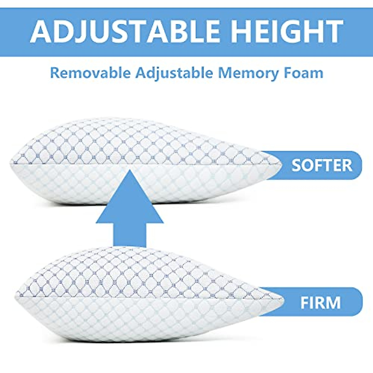 KHHMNB (2023 Upgrade) Side Sleeper Pillow for Neck and Shoulder Pain, Cooling Pillow with Two Sides of Specially Designed-One Side Ice Silk, One Side Rayon, Queen Size Set of 2