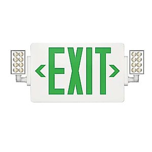 Spectsun 1 Pack Exit Signs with Emergency Lights,120-277VAC -LED Combo Emergency Light with Backup Battery-Double Face UL Listed Green Letter Exit Sign Lighting-Hard Wired-Fire Resistant