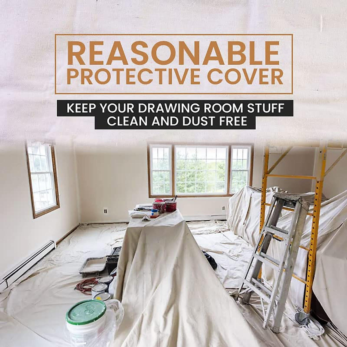 Canvas Painters Drop Cloth (Size 6 x 9 Feet - Pack of 2) - Pure Cotton Paint Drop Cloth for Painting, Curtains, Furniture & Floor Protection - All Purpose Thick Canvas tarp with Double Stitched Edges