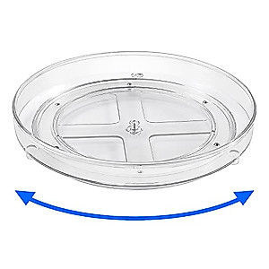 LEEYUBAY Lazy Susan Organizer Plastic Clear Lazy Susan Turntable for Cabinet 9.2" Round Rotating Spice Rack Cosmetic Makeup Organizers for Kitchen Vanity Countertop Fridge Bathroom (9.2 Inch - 2 Tier)