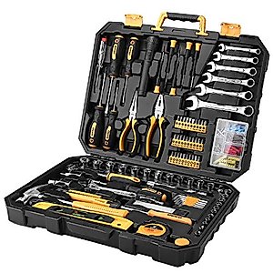 DEKOPRO 208 Piece Tool Set,General Household Hand Tool Kit, Auto Repair Tool Box with Plastic Toolbox Storage Case