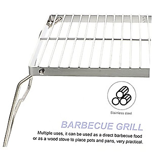 GANAZONO Grill Folding Bracket Fishing Grill Grate Metal Barbecue Grill Stainless Steel Grill Grate Folding Campfire Grill Barbecue Rack Portable Grills Collapsible Campfire Grill Burner