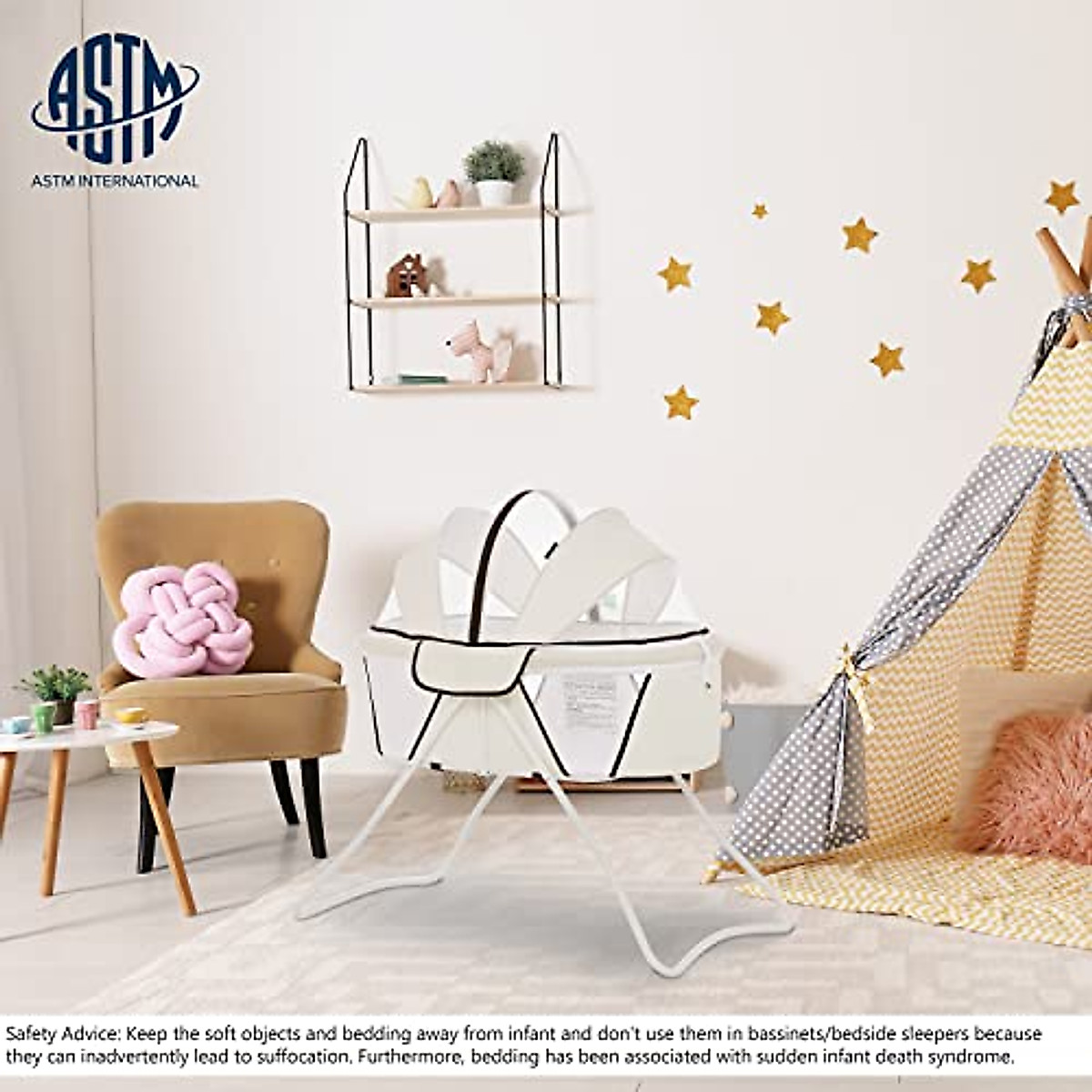 Dream On Me Day Dreamer 2-in-1 Convertible and Portable Bassinet, French White