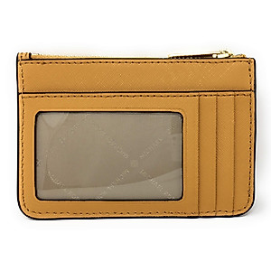 Michael Kors Jet Set Travel Small Top Zip Coin Pouch with ID Holder in Saffiano Leather (Marigold)