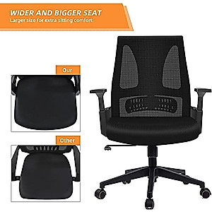 CAPOT Big and Tall Office Chair 400lbs - Ergonomic Office Chair Computer Desk Chair Breathable Mesh for Big People - Mid Back Comfortable Swivel Office Chair with Adjustable Lumbar Support