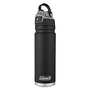 Coleman AUTOSEAL FreeFlow Stainless Steel Water Bottle, Black, 40 oz