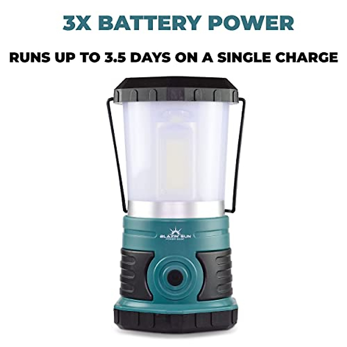Blazin' Sun 1500 Lumen | Led Lanterns Rechargeable with Power Bank | Hurricane, Emergency, Storm, Power Outage Light | 85 Hour Runtime (Teal)