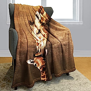 HommomH Fleece Blanket 40" x 50" Giraffe, Mother Love, First Kiss Lightweight Fuzzy Cozy Soft Warm Throw for Kids Men Women, Air Conditioning