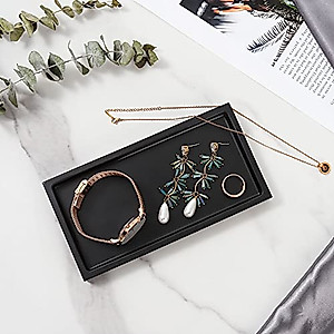 Luxspire Bathroom Vanity Tray, 8 x 4 inch Resin Dresser Jewelry Ring Dish Tank Storage Kitchen Sink Countertop Organizer Plate Holder for Perfume Soap Towel Bathroom Accessories, Mini, Matte Black