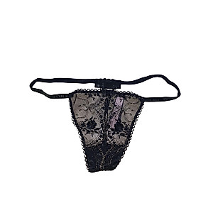 Victoria's Secret Very Sexy Rose and Bows V-String Panty Color Black New (X-Small)