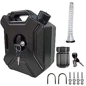 DIMEANI Motorcycle Gas Can, UTV Gas Can with mount, 5L 1.3 Gallon Black Fuel Can Temperature Resistant Antistatic Compatible with Most Cars Motorcycle SUV ATV UTV