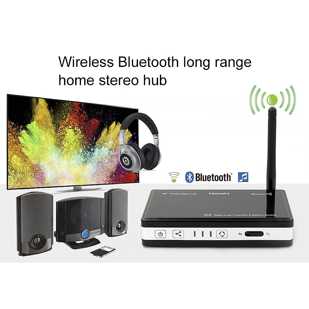 Alead TRX HDM2 Wireless Home HD MultiLinks Stereo Audio Transmitter and Receiver (A2DP), Long Range, Digital Audio Optical, SPDIF. for TV, Home Theater, iPad, Bluetooth Speakers, Headphones